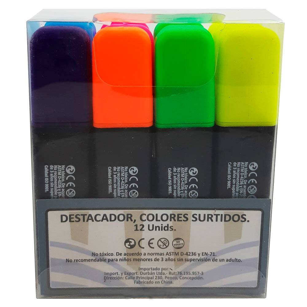 DESTACADOR COLORES SURTIDOS BLISTER 12 UNIDADES JUMBO ATLANTIK