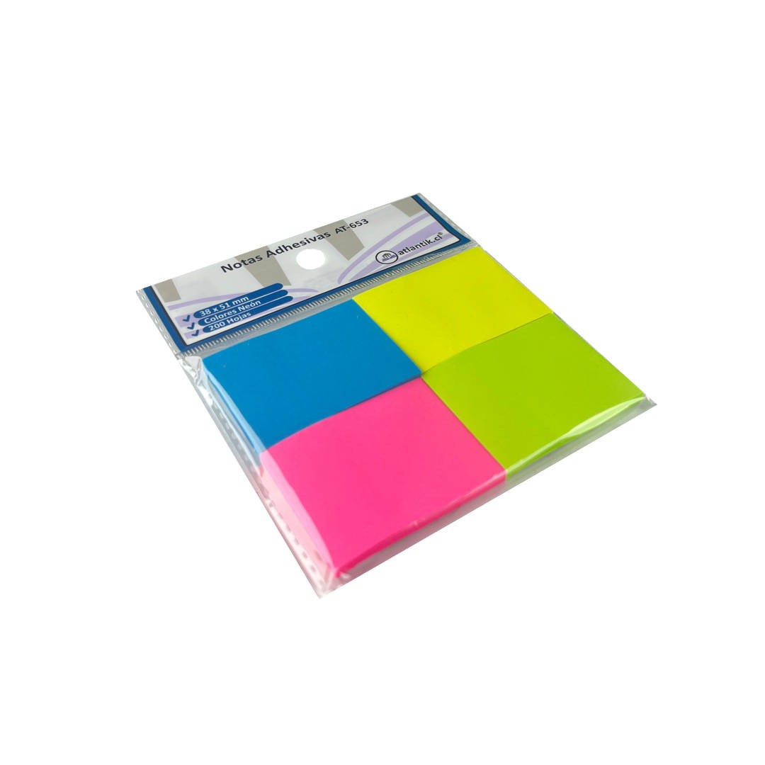 Notas Adhesivas 653 38x51mm Neon Blister 04 Unid 200 Hojas Atlantik
