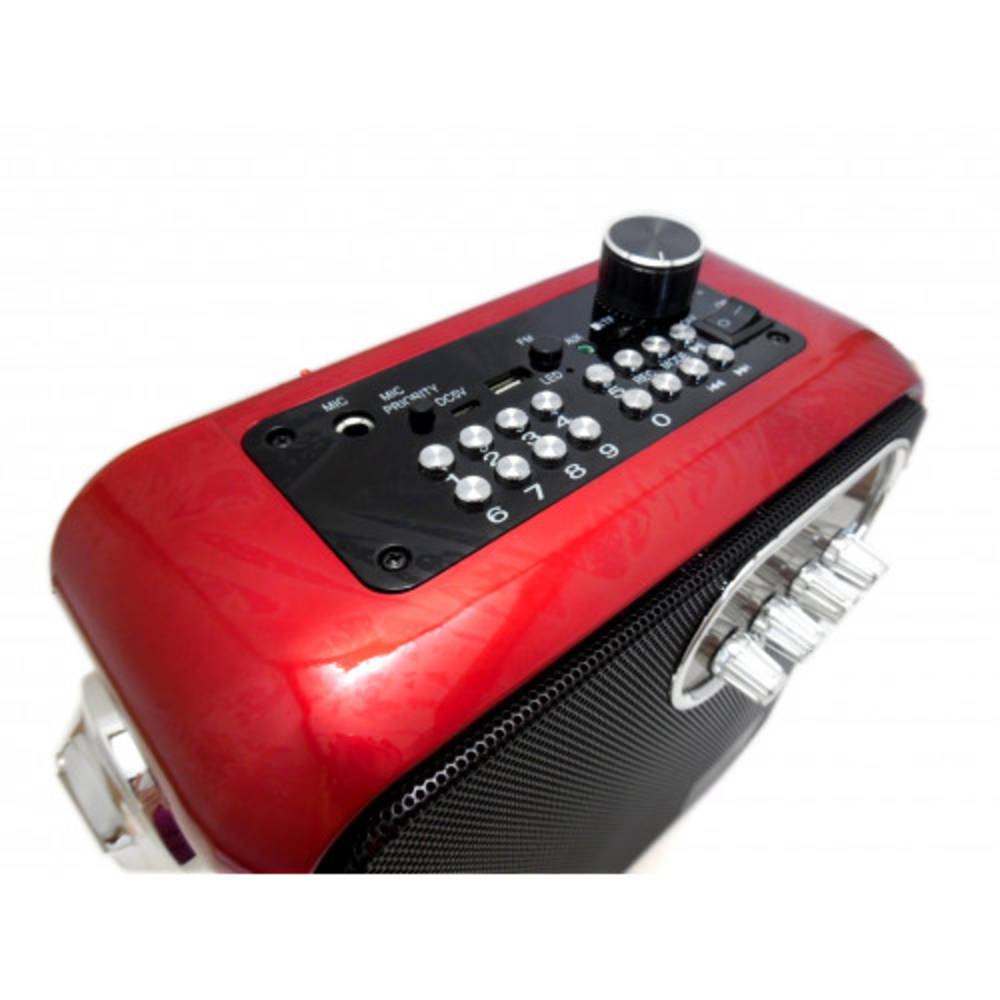 PARLANTE PORTATIL BLUETOOTH/USB/SD/FM/RADIO/AUXILIAR/MICROFONO INALAMBRICO ROJO DBLUE